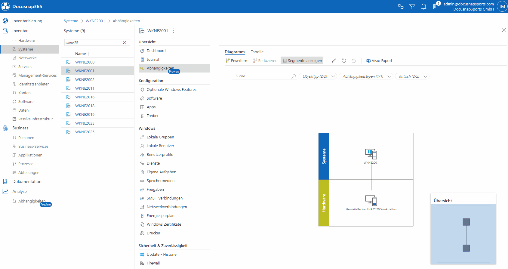 View Dependencies | Docusnap365 Documentation | Docusnap Docs